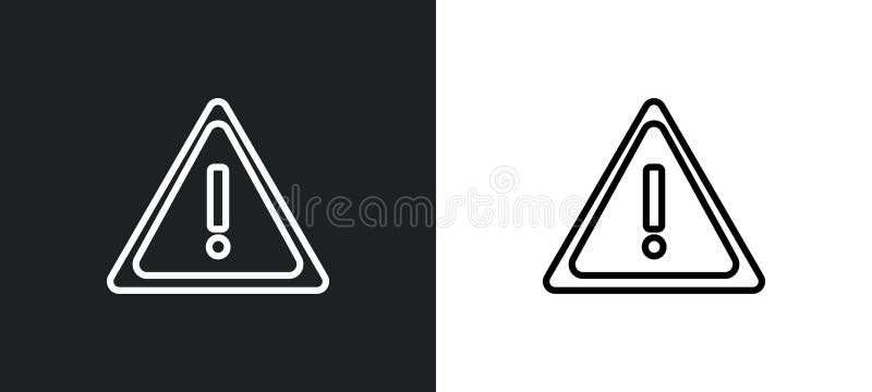 Warning Outline Icon in White and Black Colors. Warning Flat Vector ...