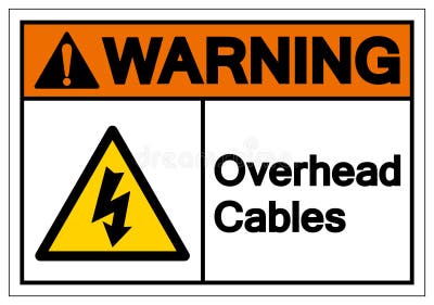 Warning Overhead Cables Symbol Sign ,Vector Illustration, Isolate on ...