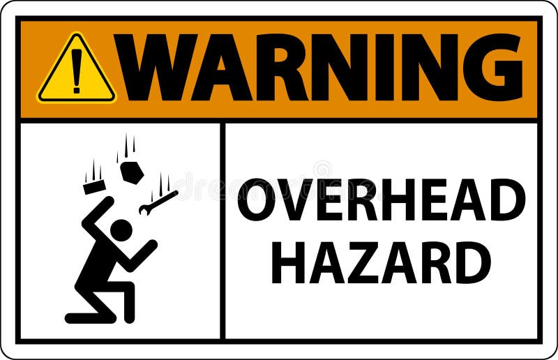 Warning Overhead Hazard Sign on White Background Stock Vector ...