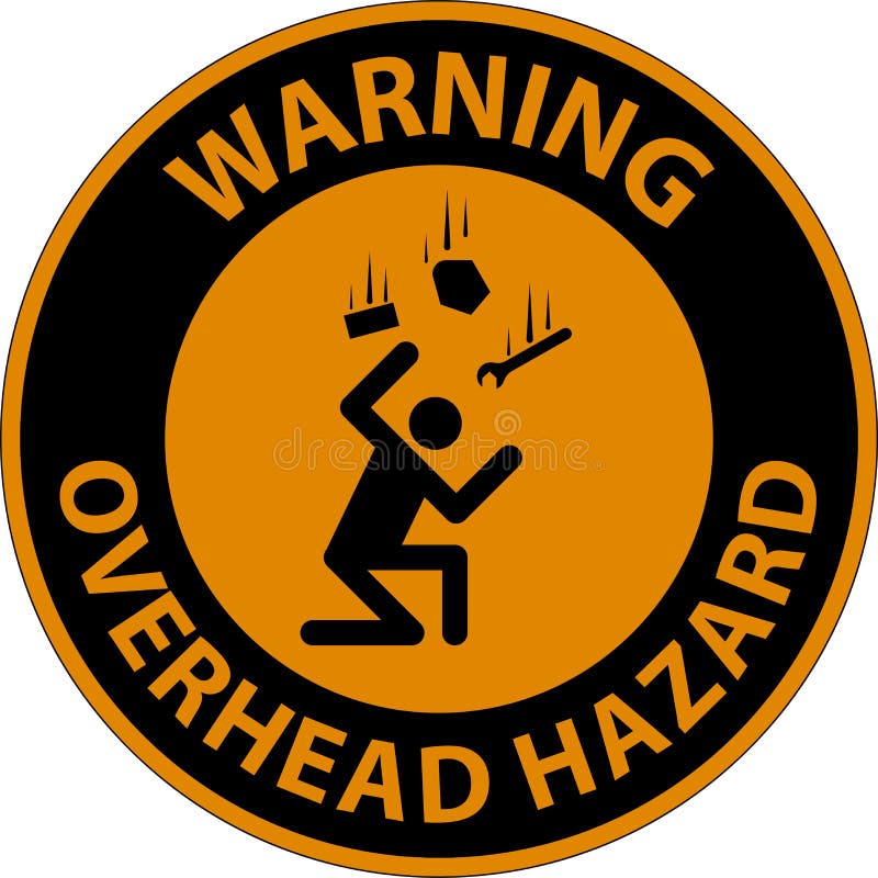 Warning Overhead Hazard Sign on White Background Stock Vector ...
