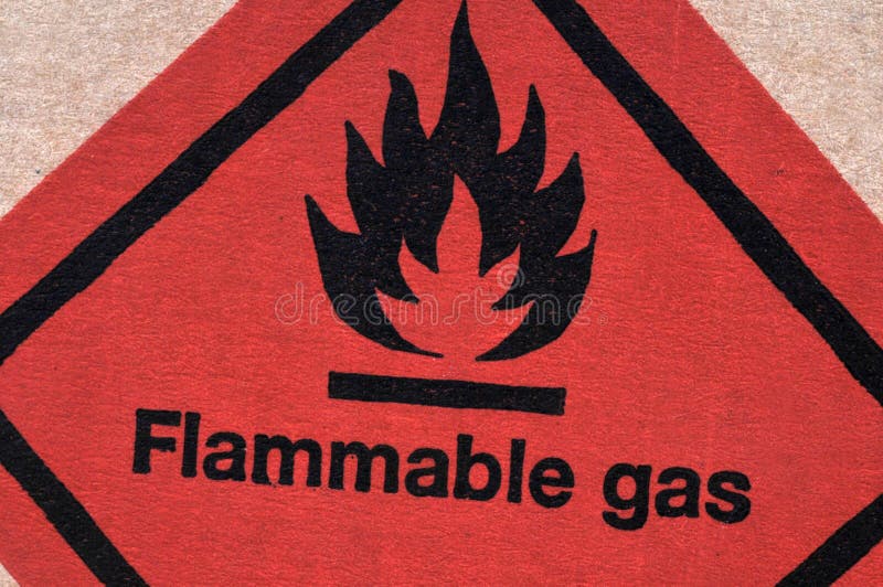 Close Up of a Label Saying in English Flammable Gas Editorial Stock ...