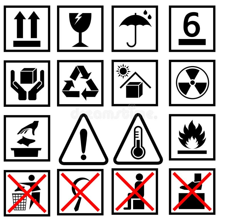 Packaging Symbol Warning Vector Set Design Stock Vector - Illustration ...