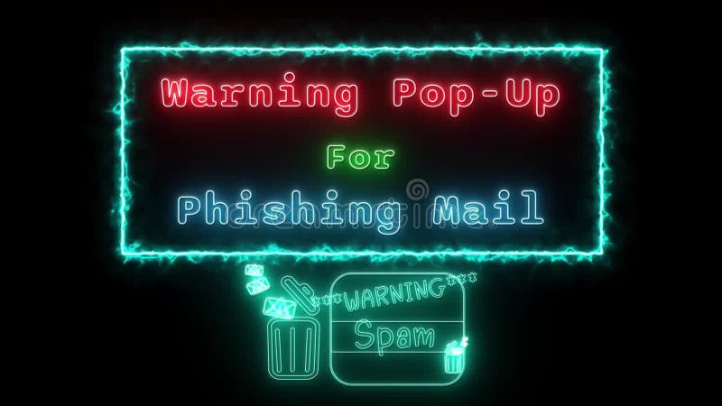 Warning Pop-up for Phishing Mail Neon Red-blue Fluorescent Text ...