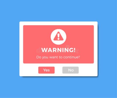 Warning Pop Up Template Notification Vector Design Stock Vector ...