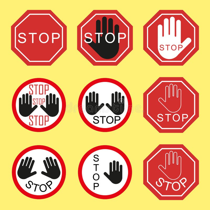 Warning and Prohibiting Traffic Signs. Traffic Stop, Danger, Warning ...