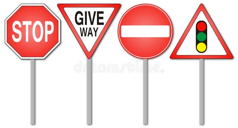Warning and Prohibition Traffic Signs Stock Illustration - Illustration ...