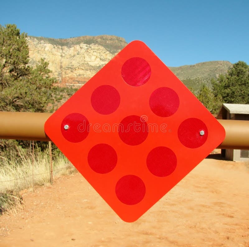 Warning Red Reflector Stop Sign Hanging on the Blocking Way Barrier ...