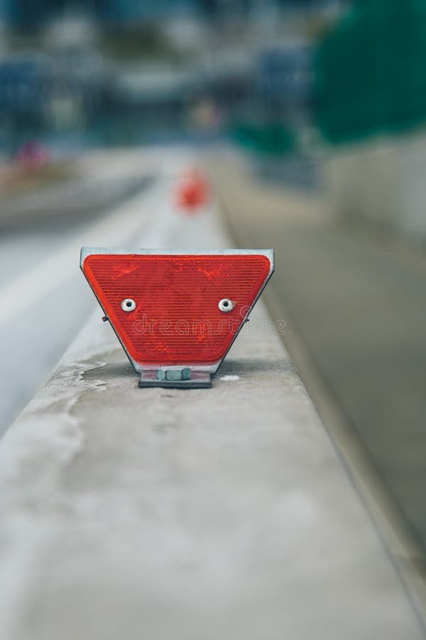Warning Reflectors on the Barrier Stock Photo - Image of lamp, color ...