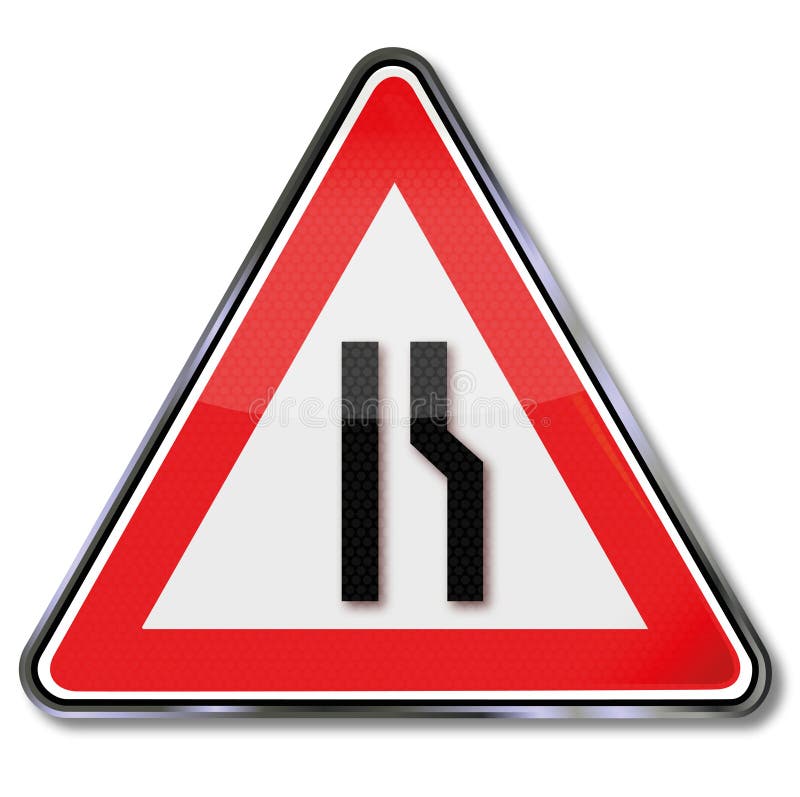 Warning of Narrowing of the Road on the Left and Right Stock Vector ...