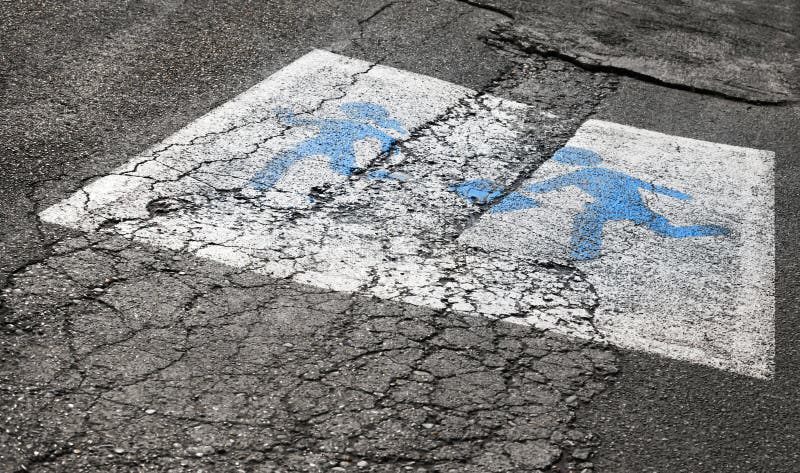 Warning Road Sign with Blue Running Children Stock Image - Image of ...