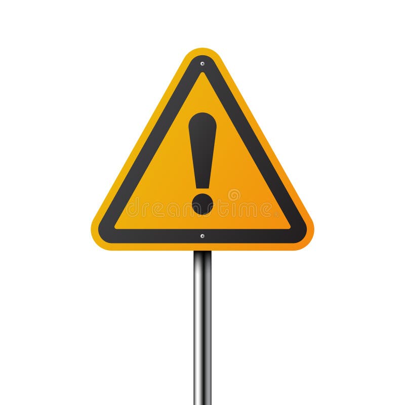 Warning Road Sign with Exclamation Mark Stock Vector - Illustration of ...