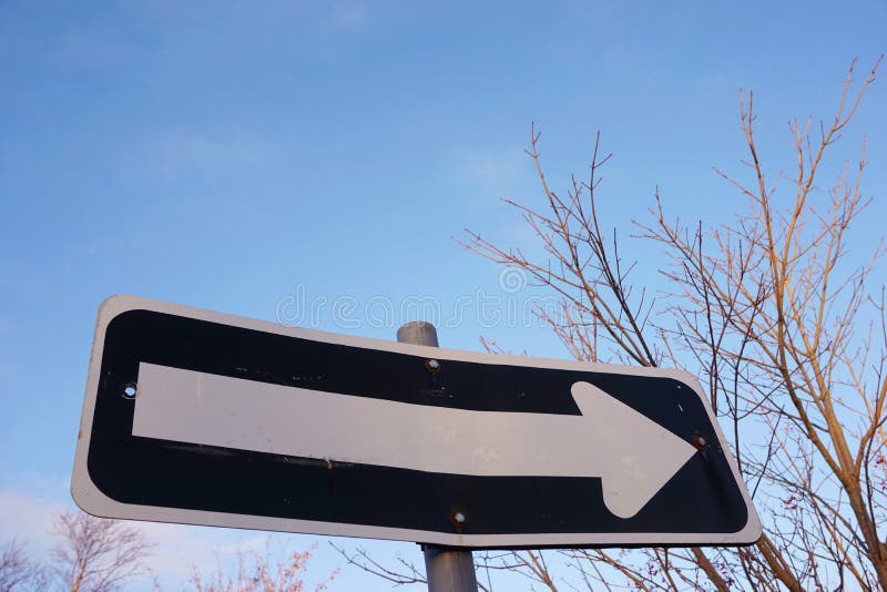 Warning Road Sign - Go Right. Stock Photo - Image of black, color: 62278096
