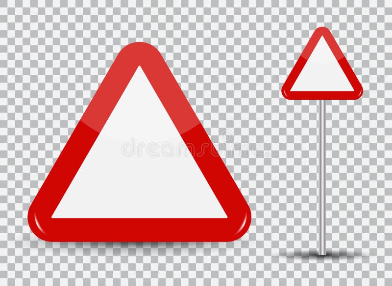 Warning Road Sign on Transparent Background Red Triangle. Vector ...