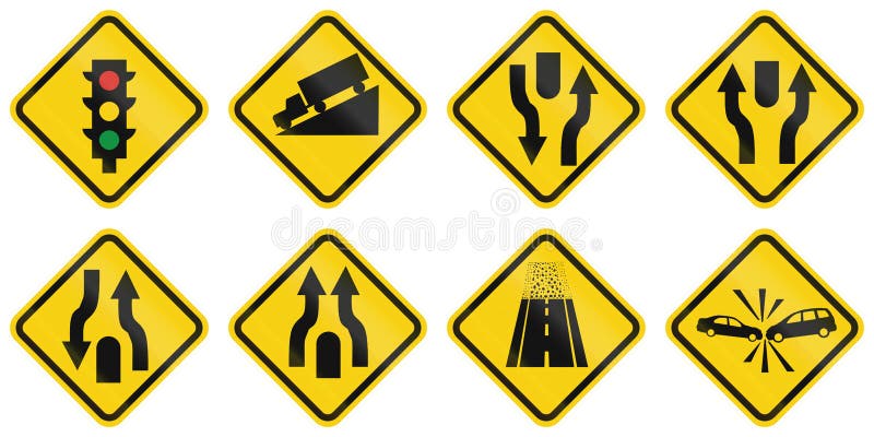 Warning Road Signs in Colombia Stock Illustration - Illustration of ...