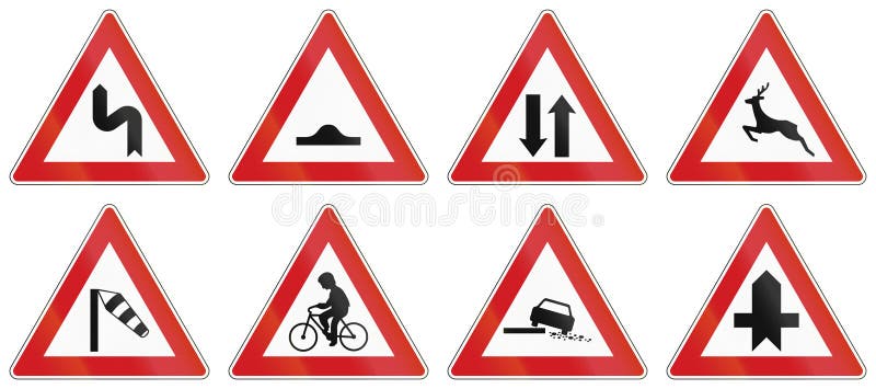 Warning Road Signs in the Czech Republic Stock Illustration ...