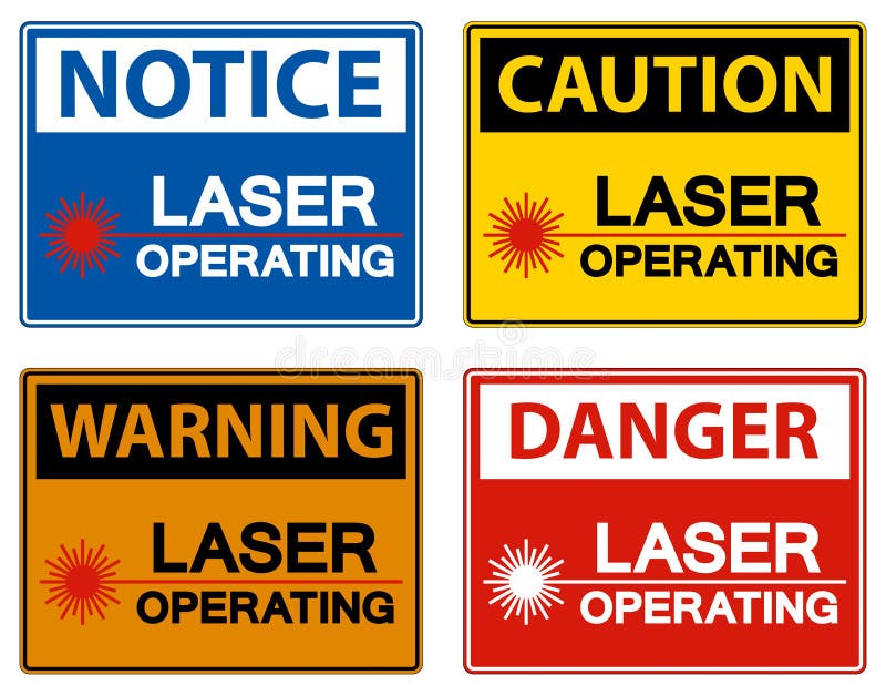 Warning Safety Sign Laser Operating on White Background Stock Vector ...
