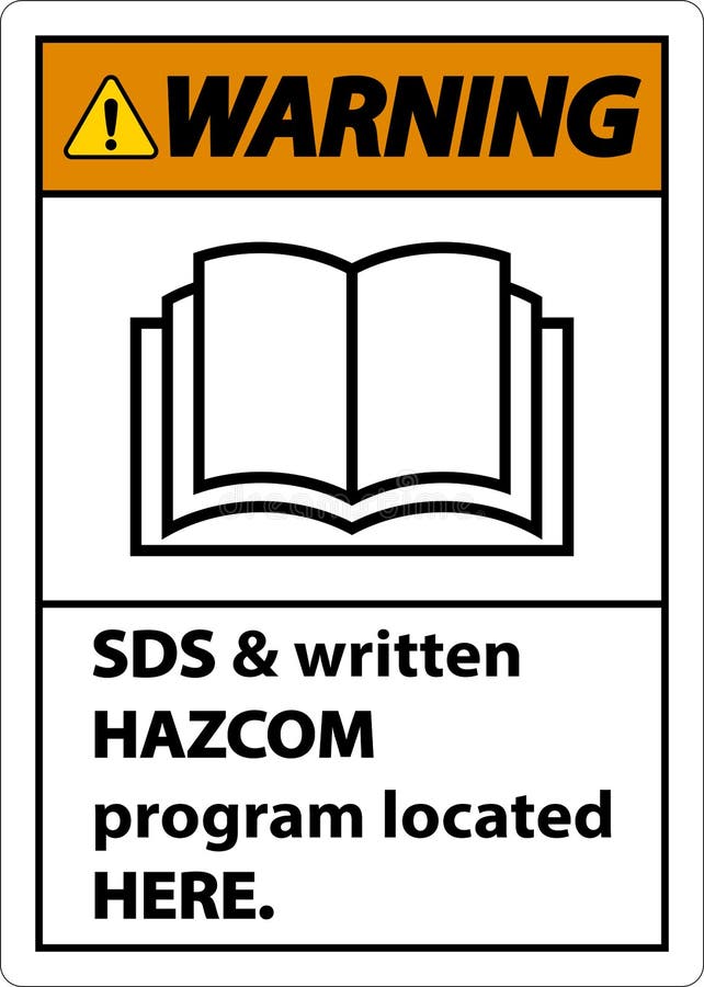 Warning SDS and HazCom Located Here Sign on White Background Stock ...