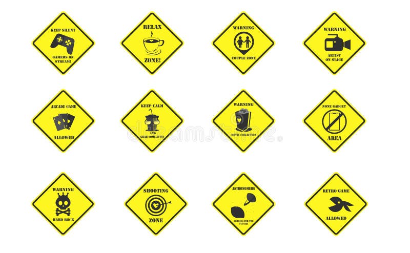 Square Yellow Sign Set. Vector, Illustration Stock Vector ...