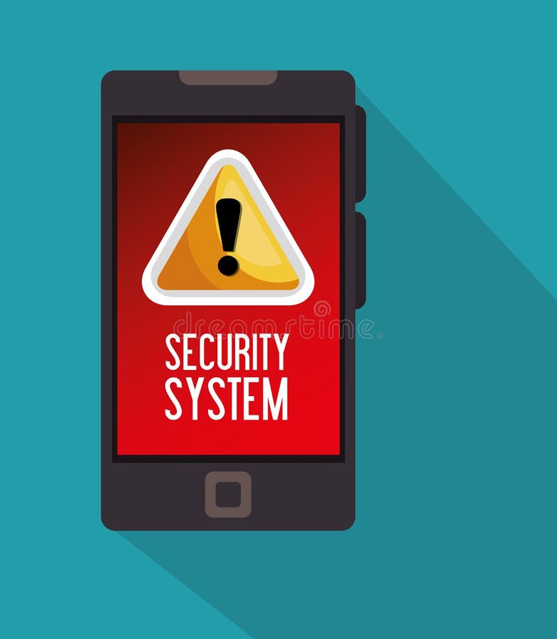 Warning Security System Technology Phone Icon Stock Illustration ...