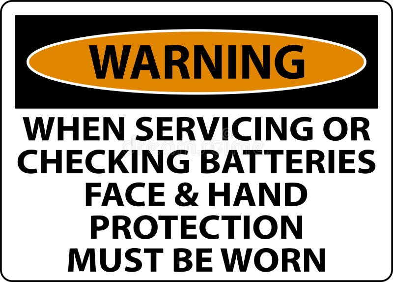 Warning when Servicing Batteries Sign on White Background Stock Vector ...