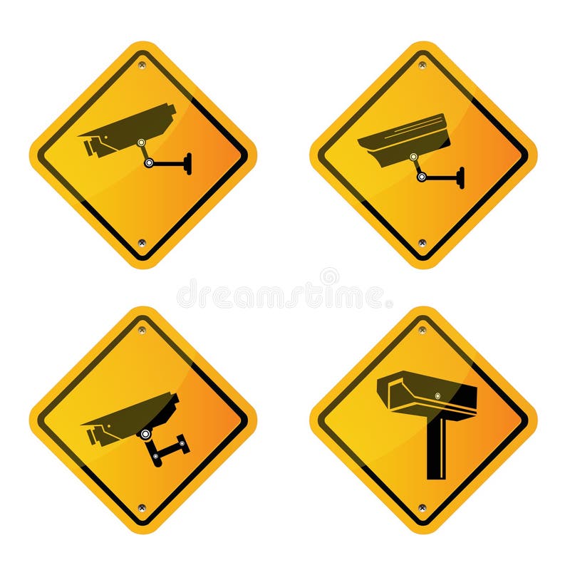 CCTV Labels, Set Symbol Security Camera Pictogram Stock Vector ...