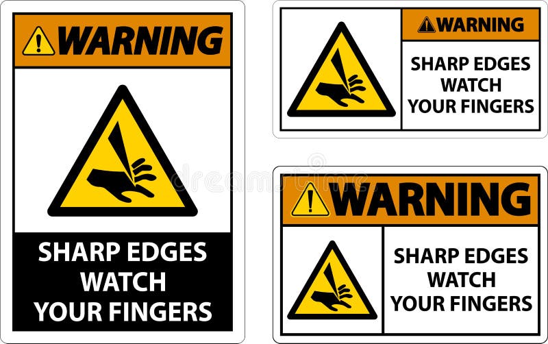 Warning Sharp Edges Watch Your Fingers on White Background Stock Vector ...