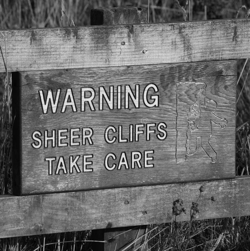 Warning: Sheer Cliffs Take Care Stock Photo - Image of danger, care ...
