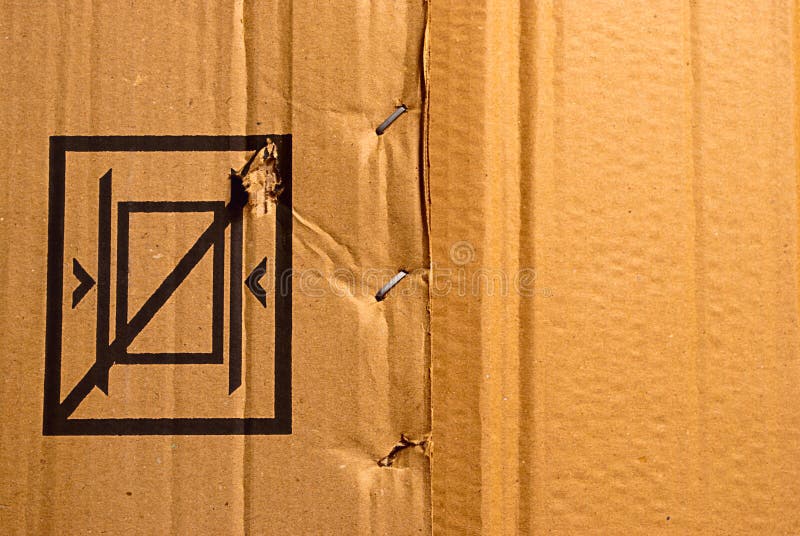 Warning Sign on a Cardboard Box Stock Photo - Image of glass, standard ...