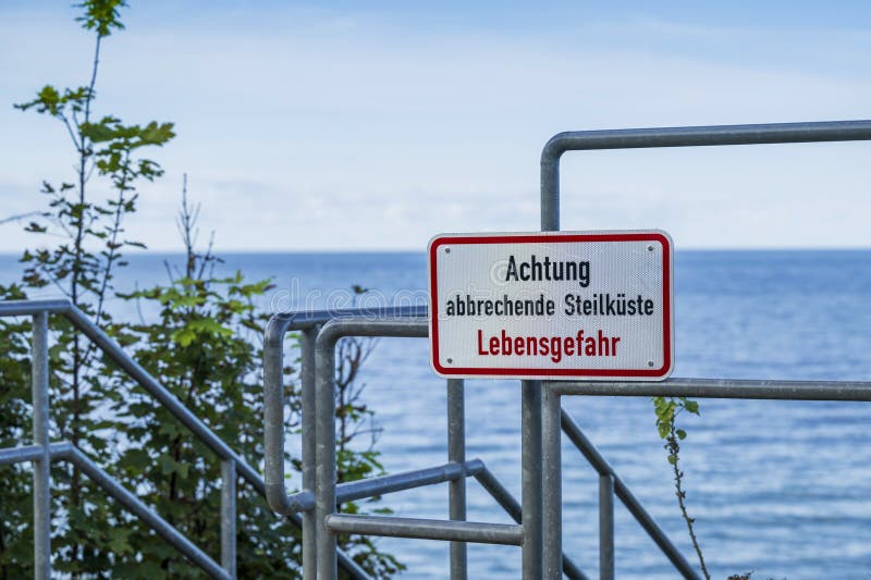 Warning sign on a railing stock image. Image of railing - 291423195