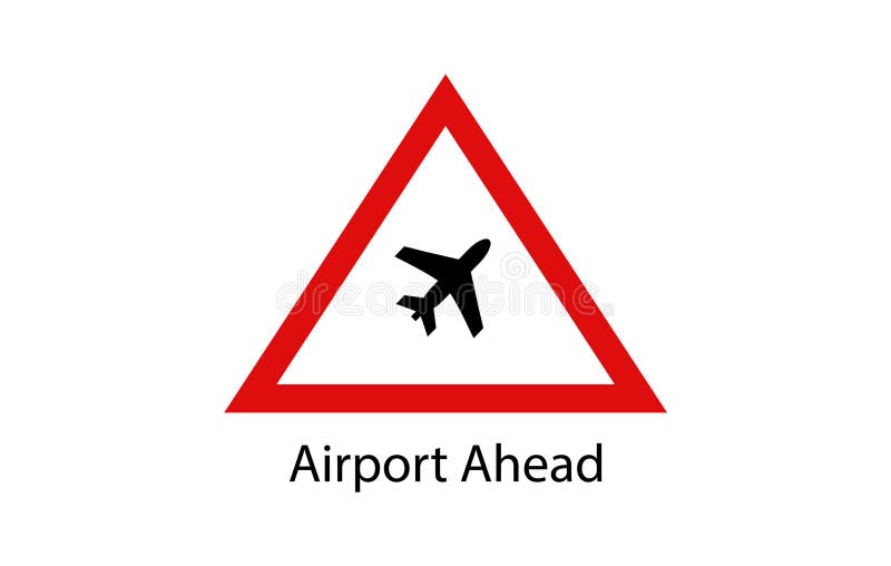 A Red Triangle Warning Sign with a Black Airplane Icon Indicates an ...