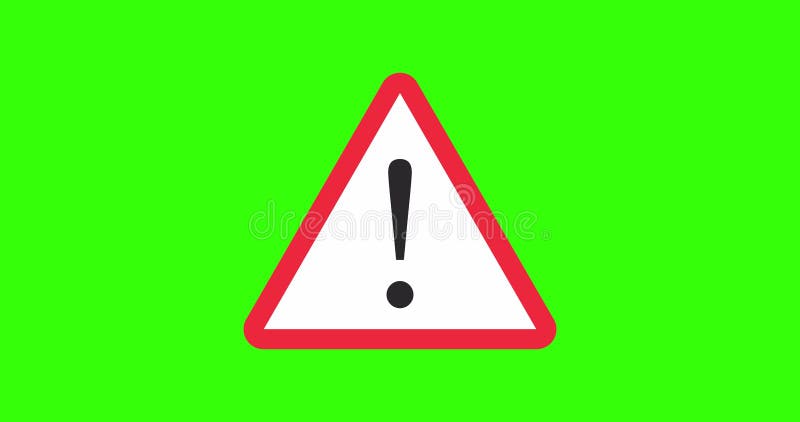 Warning Sign Animation. Danger or Attention Sign. Green Background. 4K ...
