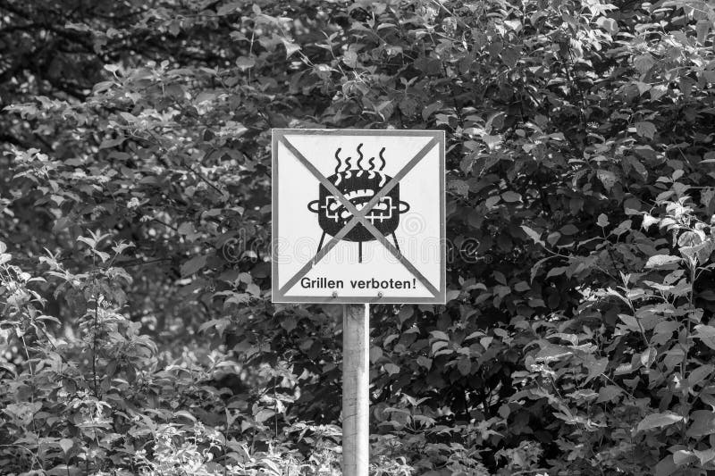 Warning Sign with a Barbecue Grill Forbidden To Grill Stock Photo ...