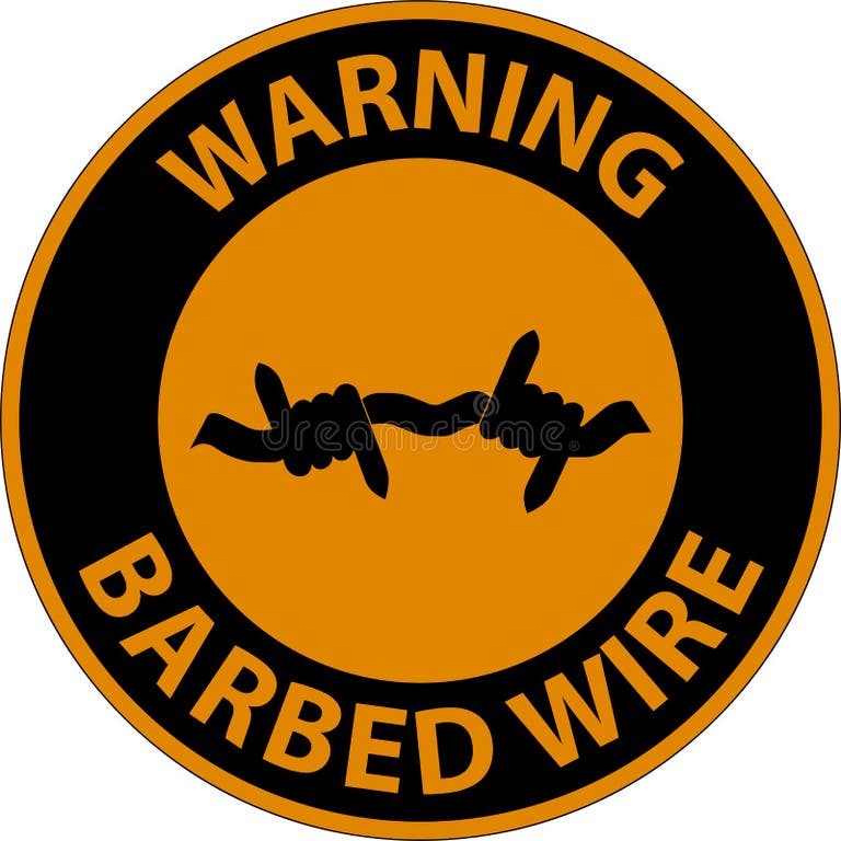 Warning Sign Barbed Wire on White Background Stock Vector ...