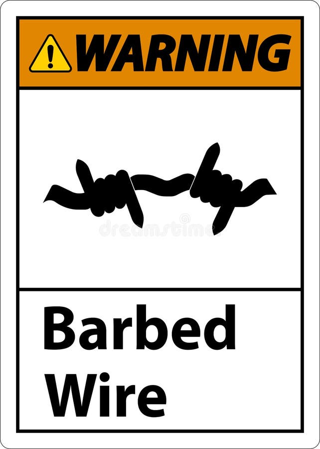 Warning Sign Barbed Wire on White Background Stock Vector ...