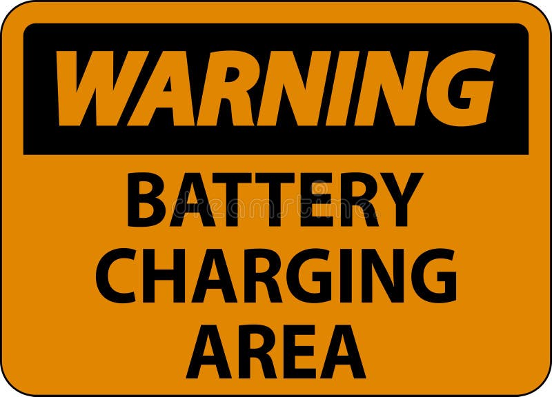 Warning Sign Battery Charging Area on White Background Stock Vector ...