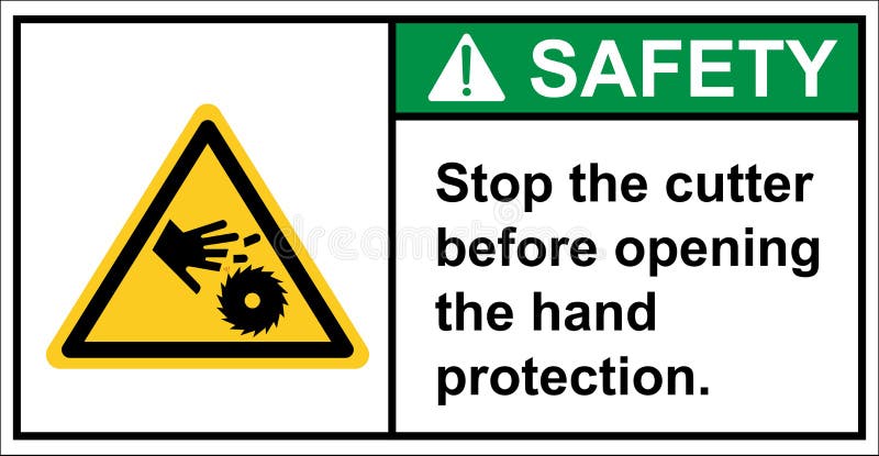 Warning Sign, Be Careful with the Saw Blade Cut.,Safety Sign Stock ...