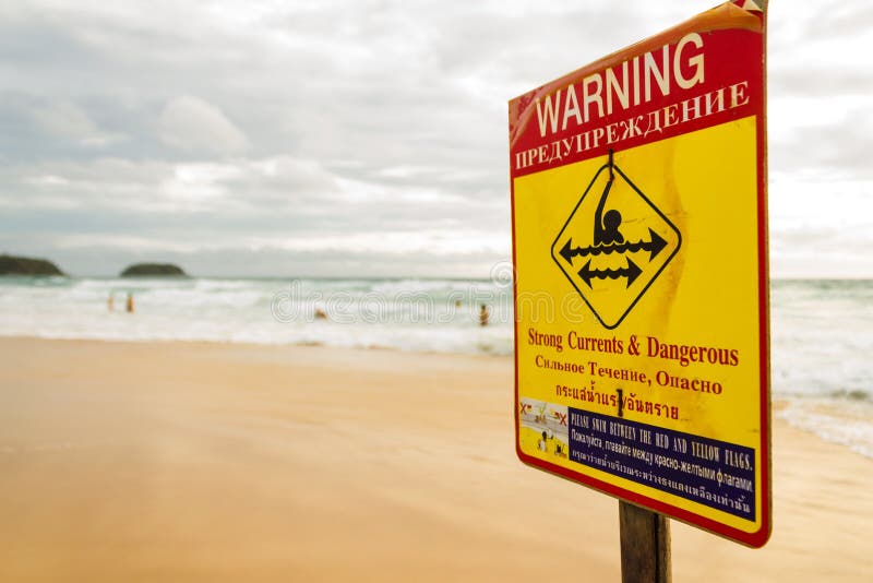 Warning Sign on the beach stock photo. Image of sign - 29043910