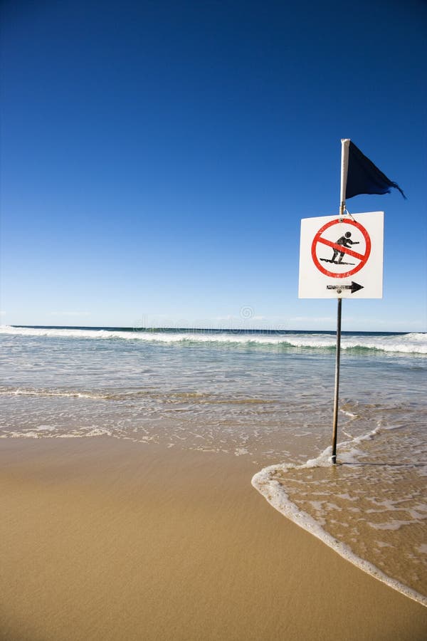 Warning sign on beach. stock image. Image of direction - 4485125