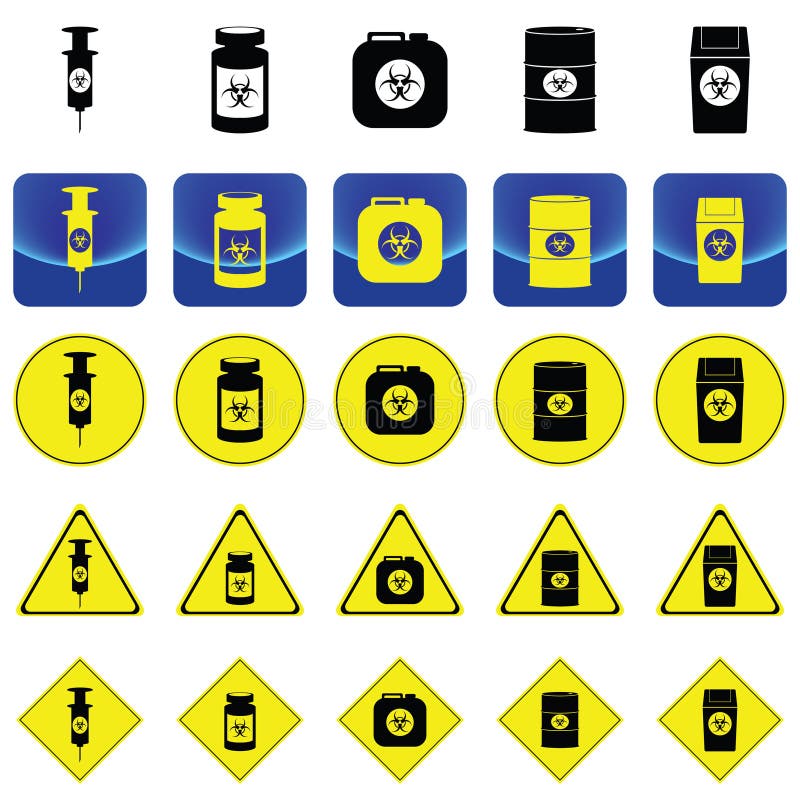 Warning Sign for Bio Hazard in Syringe and Containers Stock Vector ...