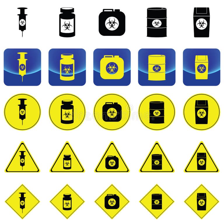 Warning Sign for Bio Hazard in Syringe and Containers Stock Vector ...