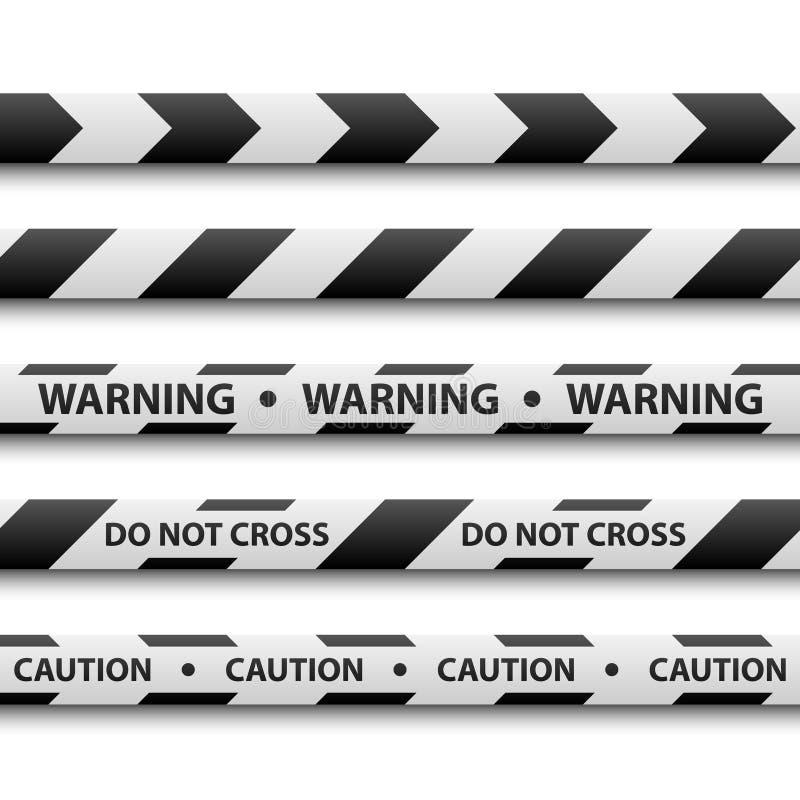 Warning Sign, Black and White Stripe Tapes, Vector Illustration Stock ...