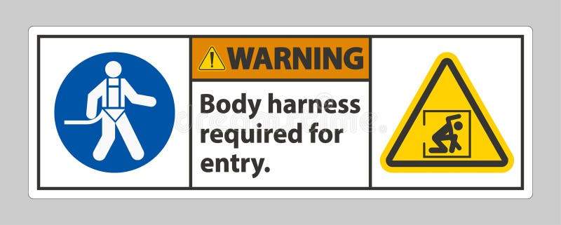 Warning Sign Body Harness Required for Entry Stock Vector ...