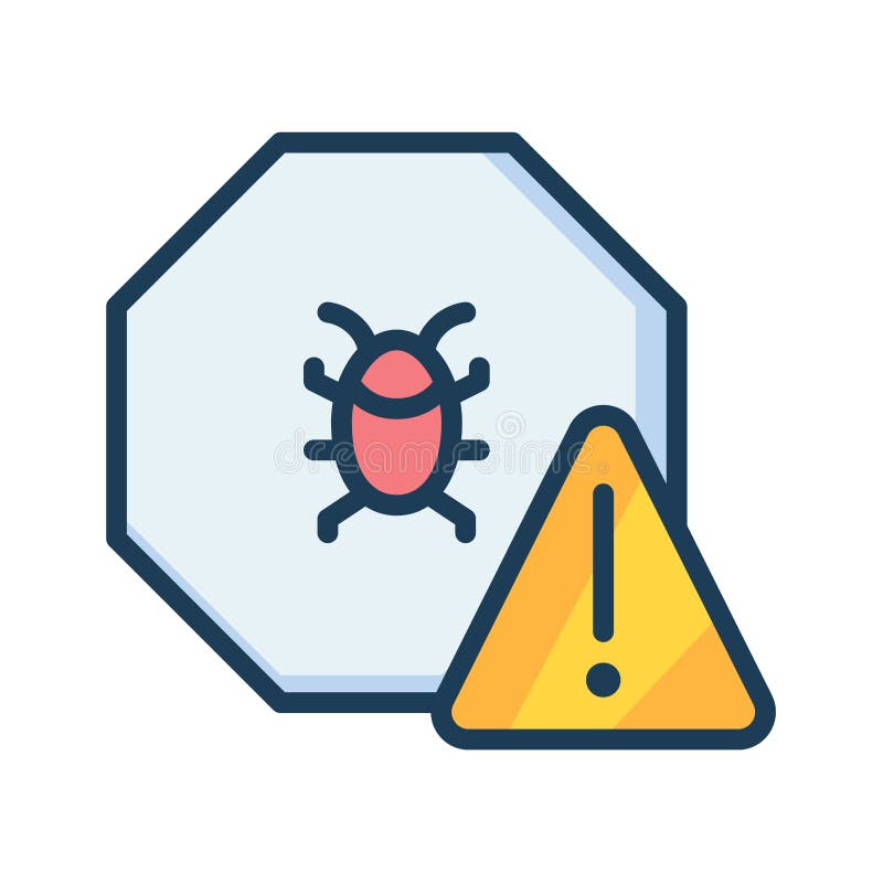 Warning Sign Bug Alert Danger Single Isolated Icon with Filled Line ...