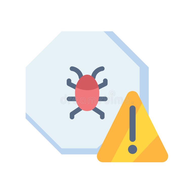 Warning Sign Bug Alert Danger Single Isolated Icon with Flat Style ...