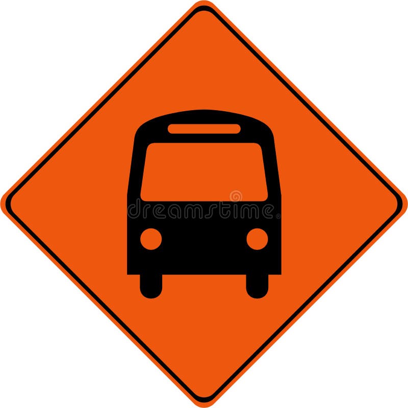 Warning sign with bus stock illustration. Illustration of sign - 183440115