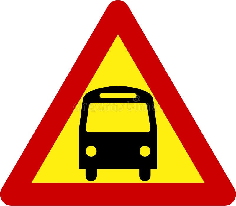 Warning sign with bus stock illustration. Illustration of danger ...
