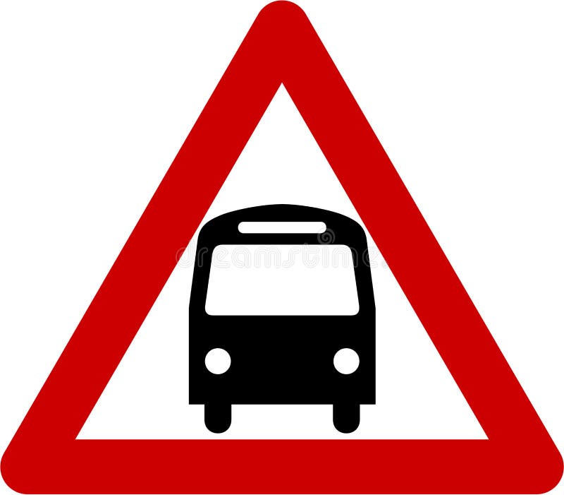 Warning sign with bus stock illustration. Illustration of icon - 89879908