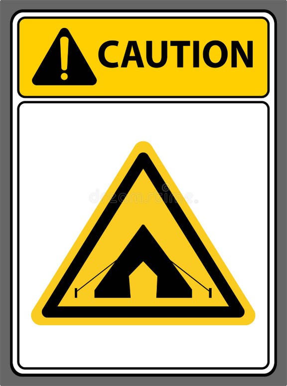 Warning Sign for Camping Camping Area.Sign Caution Stock Vector ...