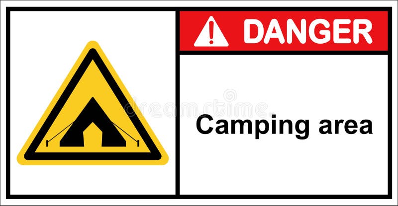 Warning Sign for Camping Camping Area.Sign Caution Stock Vector ...
