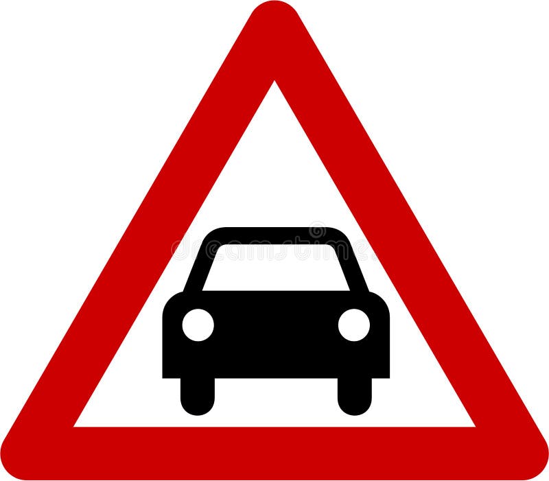 Warning sign with car stock illustration. Illustration of hazard - 89477426